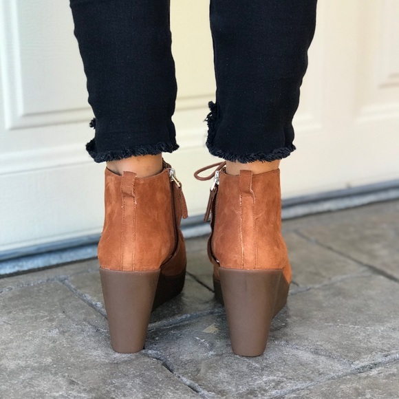 Urban Outfitters | Shoes | Distressed Rust Lug Sole Wedge Tall Ankle ...